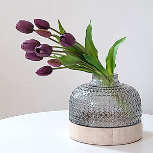 Aoivrb 5 PCS Fake Tulips Flowers PVC Real Touch Tulips Artificial Plastic Flower Fake Bouquet Table Arrangements Gift for Home Office Party Wedding Birthday Garden Store Decoration (Light PRURPLE)…