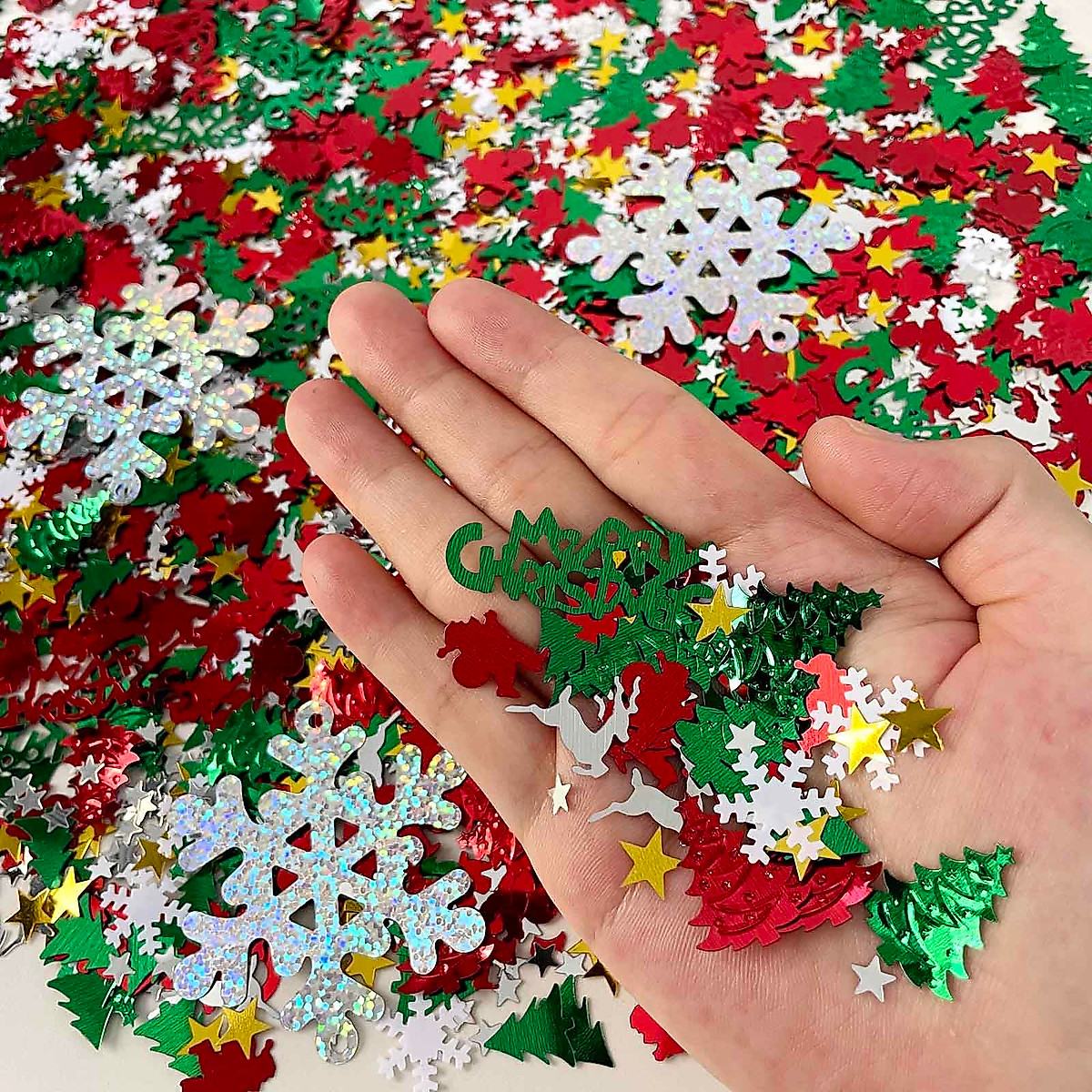 Metallic Foil Christmas Deer & Snowflake Confetti Scatters for Table Decorations - Merry Christmas Party Sets