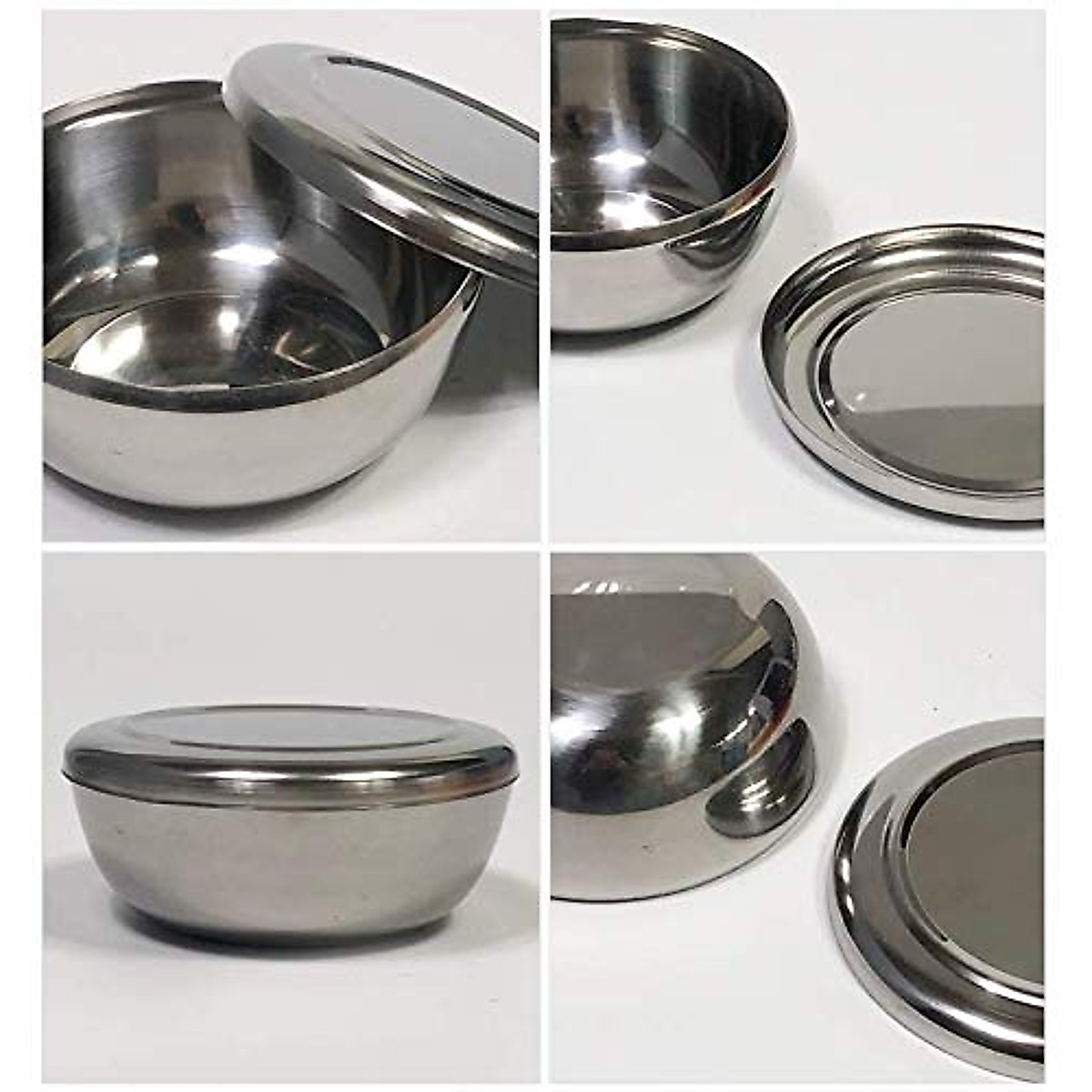 SoltreeBundle Set of 5, Korean Stainless Steel Rice Bowl with Lid Set, Korean Kitchen Restaurant, Multi-Purpose Stainless Steel Hygienic Sanitary Bowl + Lid Set