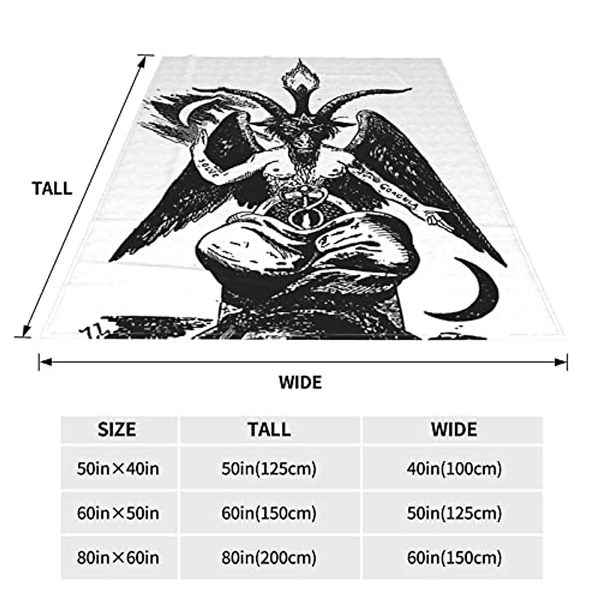 Satanic Ritual Demon Devil Wicca Wiccan Pagan Baphomet Full Fleece Throw Cloak Wearable Blanket Flannel Fluffy Comforter Quilt Nursery Bedroom Bedding King Size Plush Soft Cozy Air Conditioner Blanket