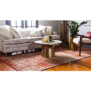 Unique Loom Autumn Collection Modern Contemporary Casual Abstract Area Rug (Terracotta/ Beige Rustic, 2 x 3 ft Rectangular)