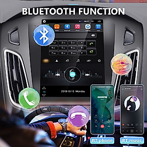 9.7 inch Android Car Stereo Radio for 2012 2013 2014 2015 2016 2017 2018 Ford Focus, Podofo Vertical HD IPS Touch Screen Bluetooth Radio with Mirror Link GPS Navigation Wifi FM Radio Backup Camera Mic