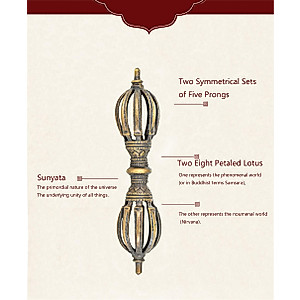 Gandhanra Powerful Vintage Tibetan Buddhism Dharma Ritual Vajra Dorje,Nine-pronged Phurba,Tantric Energy Device, Handmade in Nepal,Black Color