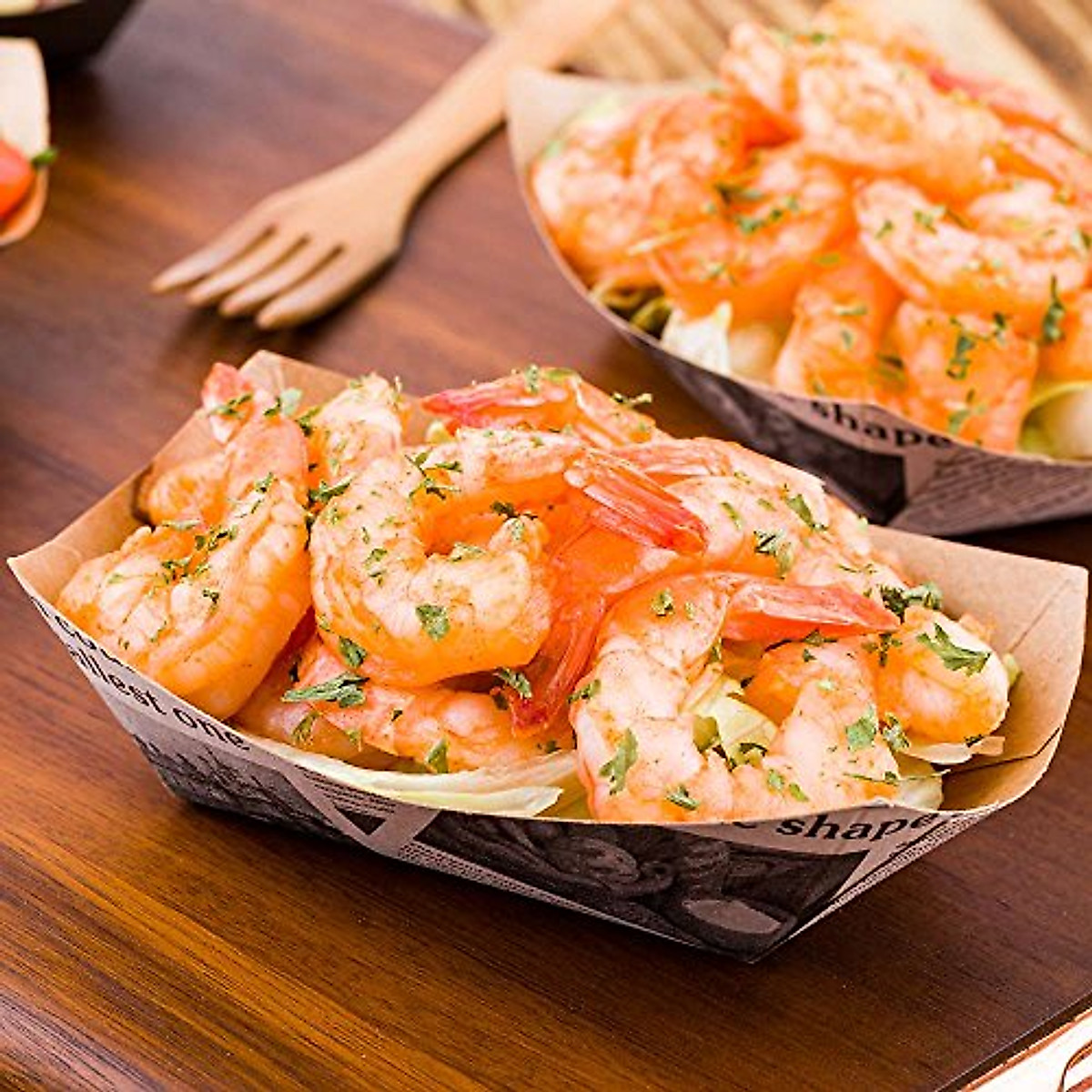 Restaurantware Newsprint Paper Bio Boat - 3 1/4" x 2" x 1 1/2" - 50 count box