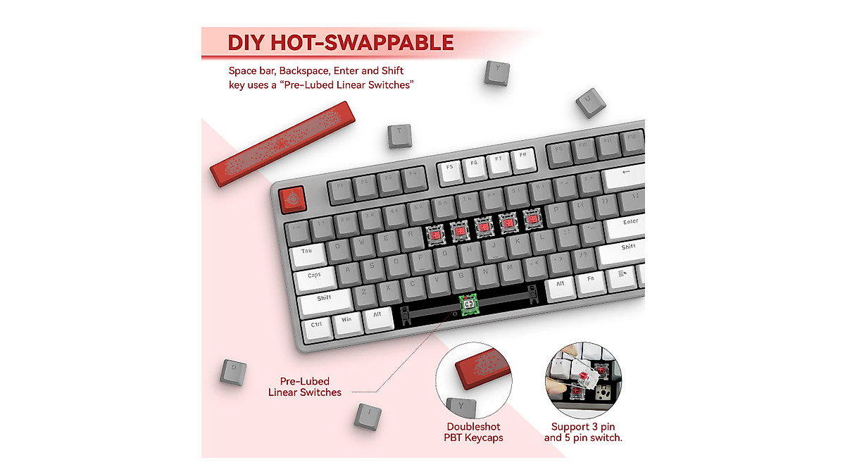 Magic-Refiner AK873 Gaming Keyboard - Hot-Swappable TKL