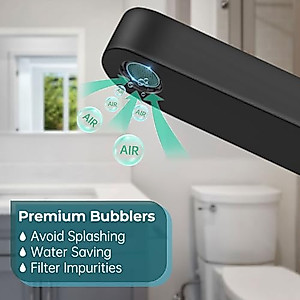 Black Bathroom Faucet 3 Hole, KPAIDA 8 Inch Widespread Bathroom Faucets for Sink 3 Hole Matte Black Bathroom Sink Faucet with Pop Up Drain and Water Supply Lines