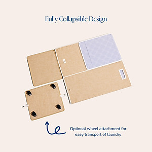 NORI Laundry Hamper - Slim Laundry Hamper - Laundry Basket w/Lid & Wheels - Collapsible Hamper w/Lid, Storage Pouch & Wheel Attachment | Apartment and Dorm Room Essentials | Women Gift Ideas