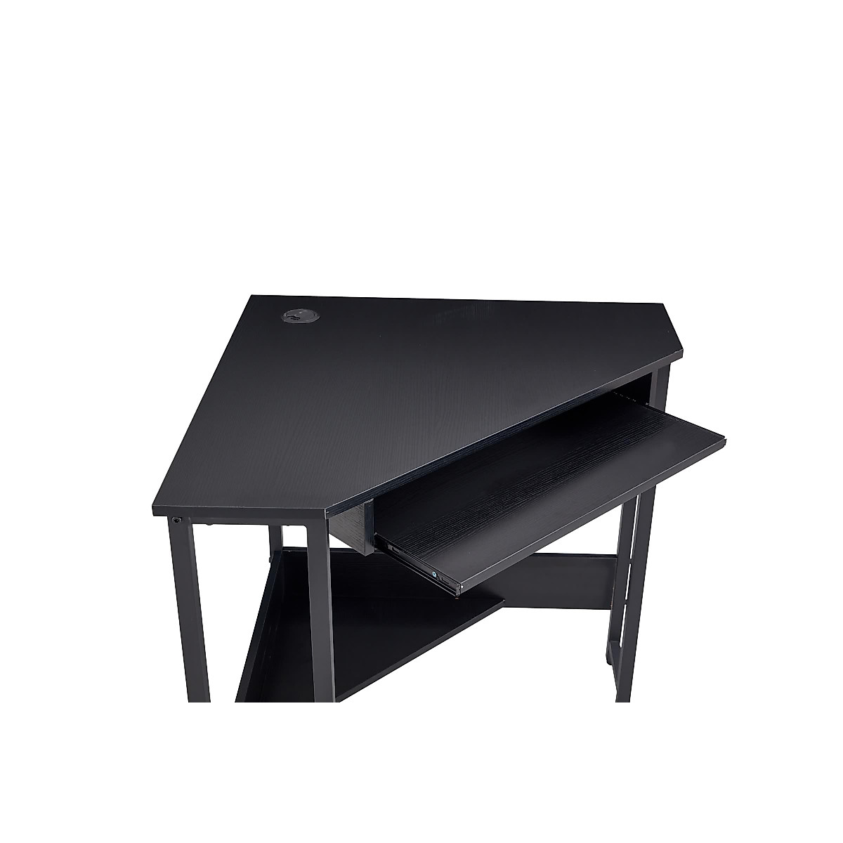 Daesar Triangle Computer Desk, Corner Desk with Smooth Keyboard Tray, Storage Shelves, Compact Home Office, Small Desk with Sturdy Steel Frame for Small Space, 28.34" L 24" W 30.11" H