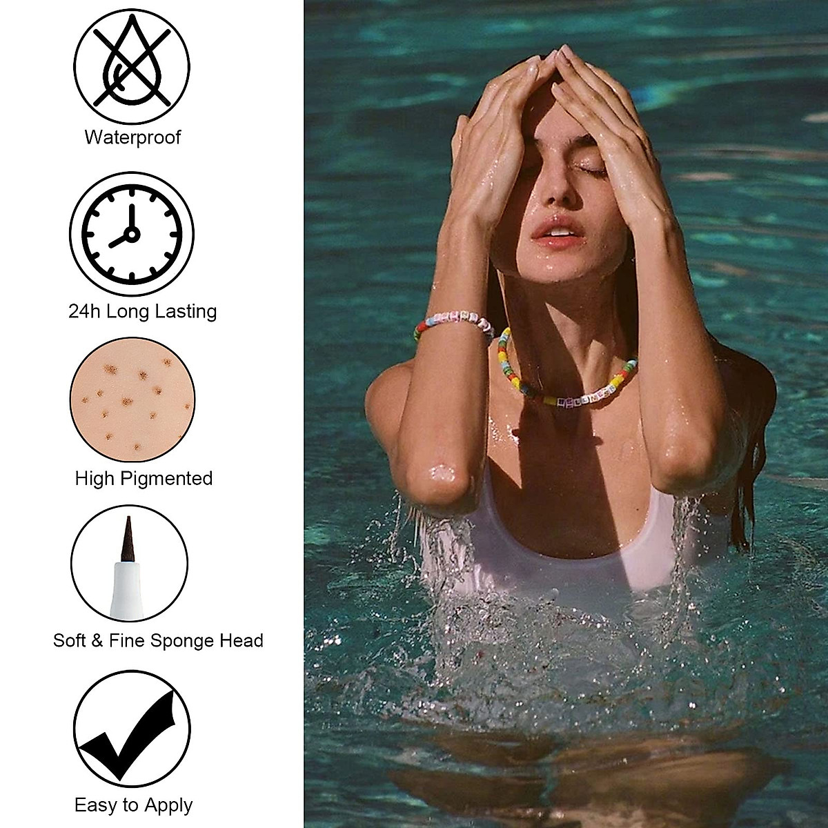 Rosarden Freckle Pen, Freckle Makeup Pen for Face, Waterproof Long Lasting Quick Dry Faux Freckle Pen, Soft Artificial Freckles Makeup Face Decoration, Create Natural Sunkissed Skin (Natural Coffee)