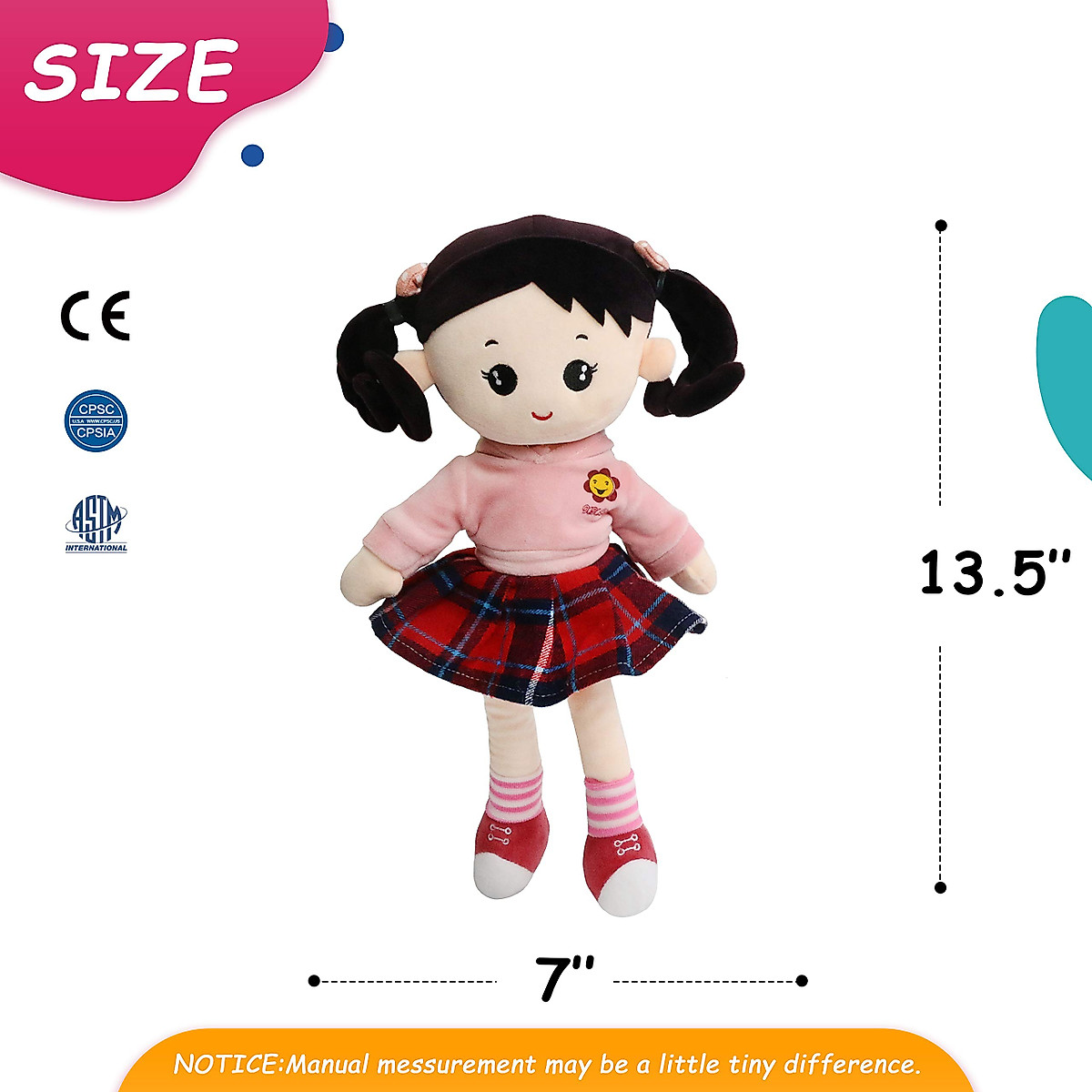 SpecialYou 13.5'' Soft Girl Doll with Cute Tracksuits Stuffed Plush Toy Snuggle Buddy Bedtime Friends Gift for Kids Boys Girls on Christmas Halloween Birthday