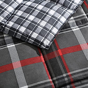 Eddie Bauer - Twin Comforter Set, Reversible Plaid Bedding with Matching Sham, Home Decor for Colder Months (Willow Dark Grey, Twin)