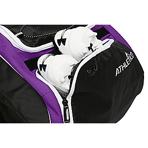 Athletico Baseball Bat Bag - Backpack for Baseball, T-Ball & Softball Equipment & Gear for Youth and Adults | Holds Bat, Helmet, Glove, & Shoes |Shoe Compartment & Fence Hook (Purple)