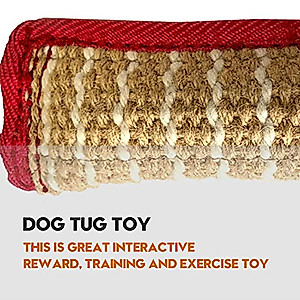 Dog Tug Toy, Dog Bite Jute Pillow Pull Toy with 2 Strong Handles, Perfect for Tug of War, Puppy Training Interactive Play, Durable Bite Training Toys for Medium to Large Dogs (Black)