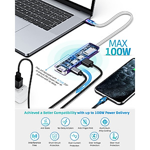 Hiearcool 7IN1 USB C Adapter, USB C Hub-(Midnight Blue and Purple)