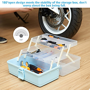 3-Layers Plastic Portable Storage Box with Tray, Craft Supply Box with Handle, Arts and Crafts Case, Sewing Supplies Organizer, Multifunctional Storage Box for Medicine, Perfect for Home Office