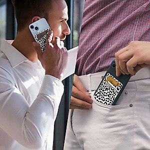 Leather Phone Card Holder Phone Wallet, Stick Back Phone Wallet Sticker Stylish Phone Case Credit Card Holder, Suitable for iPhone, Samsung, Android and Most Smart Phones.Leopard Print Black