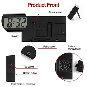 UYYE Mini Digital Car Clock Sticky Electronic Car Clock, Accessories with Clear LCD Screen Self-Adhesive Stand Digital Clock for Car Truck Dashboard Home Office Table