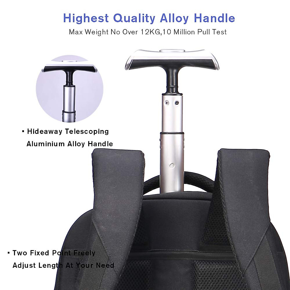 AOPMGOE AOKING 21″Water Resistant Rolling Wheeled Backpack Laptop Compartment Bag (Black)