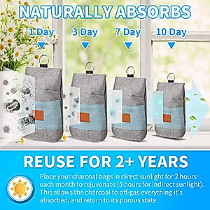 6 Pack Nature Fresh Charcoal Air Purifying Bag Charcoal Bags Odor Absorber, Closet Deodorizer Smoke Closet Car Fridge Shoe Dog Odor Bathroom Gym Refreshers Eliminator, Work From Home Essentials.