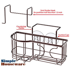 Simple Houseware Kitchen Sink Caddy Organizer for Brush Sponge Holder, Bronze