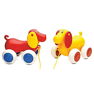 VIKINGTOYS Viking Toys - Pull Along Dog - First Pull Toy, Encourage Walking, Rolls Silently, for Kids Ages 1 +