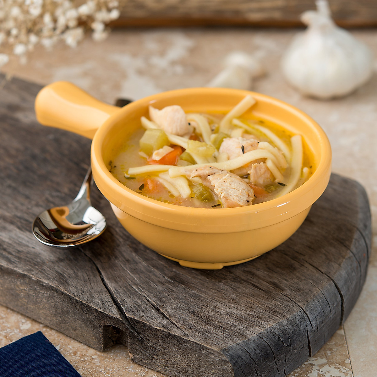 Carlisle FoodService Products Soup Bowl with Handle for Catering, Buffets, Restaurants, San, 8 Ounces, Yellow