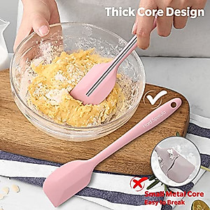 Wanbasion 5 Piece Silicone Spatula Set Heat Resistant, Colorful Rubber Baking Spatula Set, Kitchen Spatula Set Dishwasher Safe for Nonstick Cookware Cooking Mixing