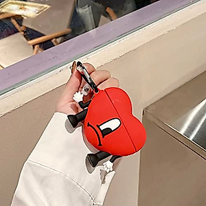 Airpods Pro 2nd Generation (2022) Case, Ponnky 3D Cute Fun Cartoon Fashion Funny Character Design Keychain Cover for Teens Women Men Soft Silicone Airpods Pro 2019 Headphone Case - Red Heart