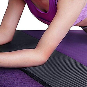 FABSELLER Yoga Mat Knee Elbow Wrists Support Mat Yoga Knee Pad Fitness Pilates Workout Training Exercise Gym Mat with One Elastic Band 15mm Thick, Purple