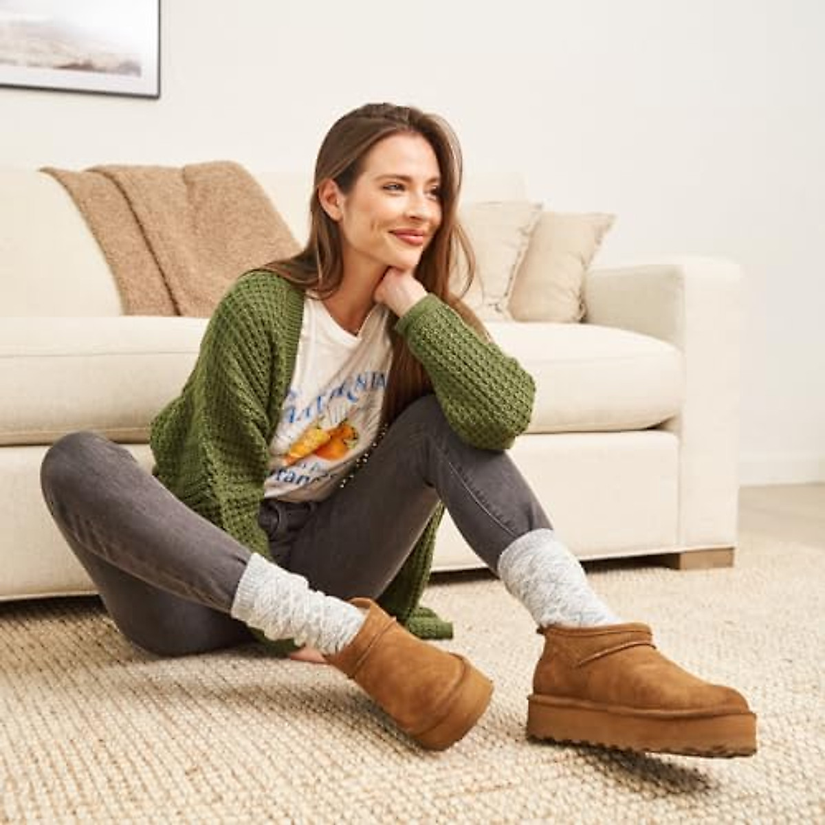 BEARPAW Women's Retro Super Shorty Hickory Size 8 | Women's Ankle Boot | Comfortable Winter Boot