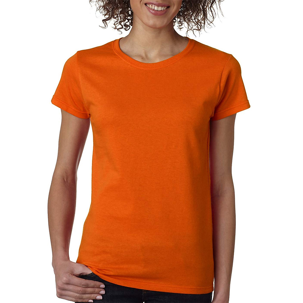 Gildan Women's Heavy Taped Neck Comfort Jersey T-Shirt, Orange, X-Large