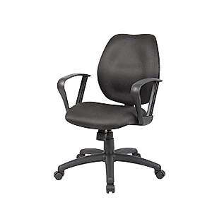 Boss Office Products Any Task Mid-Back Task Chair with Loop Arms in Black