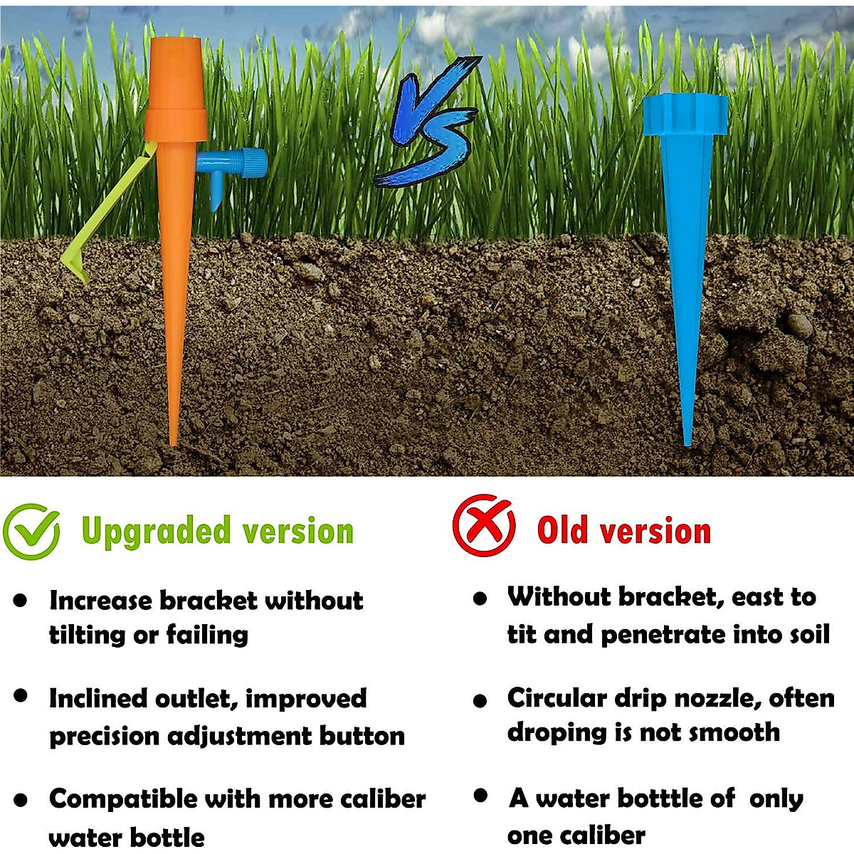 Plant Self Watering Spikes,16 Pcs Automatic Irrigation Equipment Self Watering Drip Devices with Slow Release Control Valve Switch, Suitable for Outdoor Indoor Plants