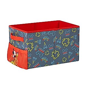 Disney Mickey Mouse Kids Collapsible Storage Organizer Bin with Front Pocket,9" H x 10" W x 15" L