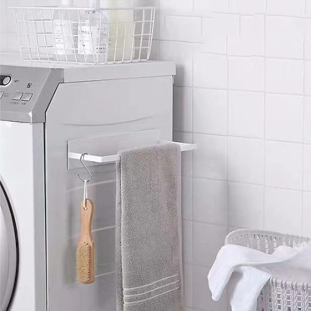 Magnetic Laundry Hanger Rack,Hanger Storage,Magnetic Drying Rack Laundry,Magnetic Hanger Holder for Laundry Room,Magnetic Laundry Hook (Small Black)