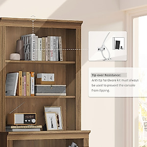 JAHRSTIM Bookshelves and Bookcase Floor Standing 5 Tier Display Shelves Organizer and Storage, 72in Tall Bookshelf for Home Office, Living Room, Bed Room, Kitchen, Oak