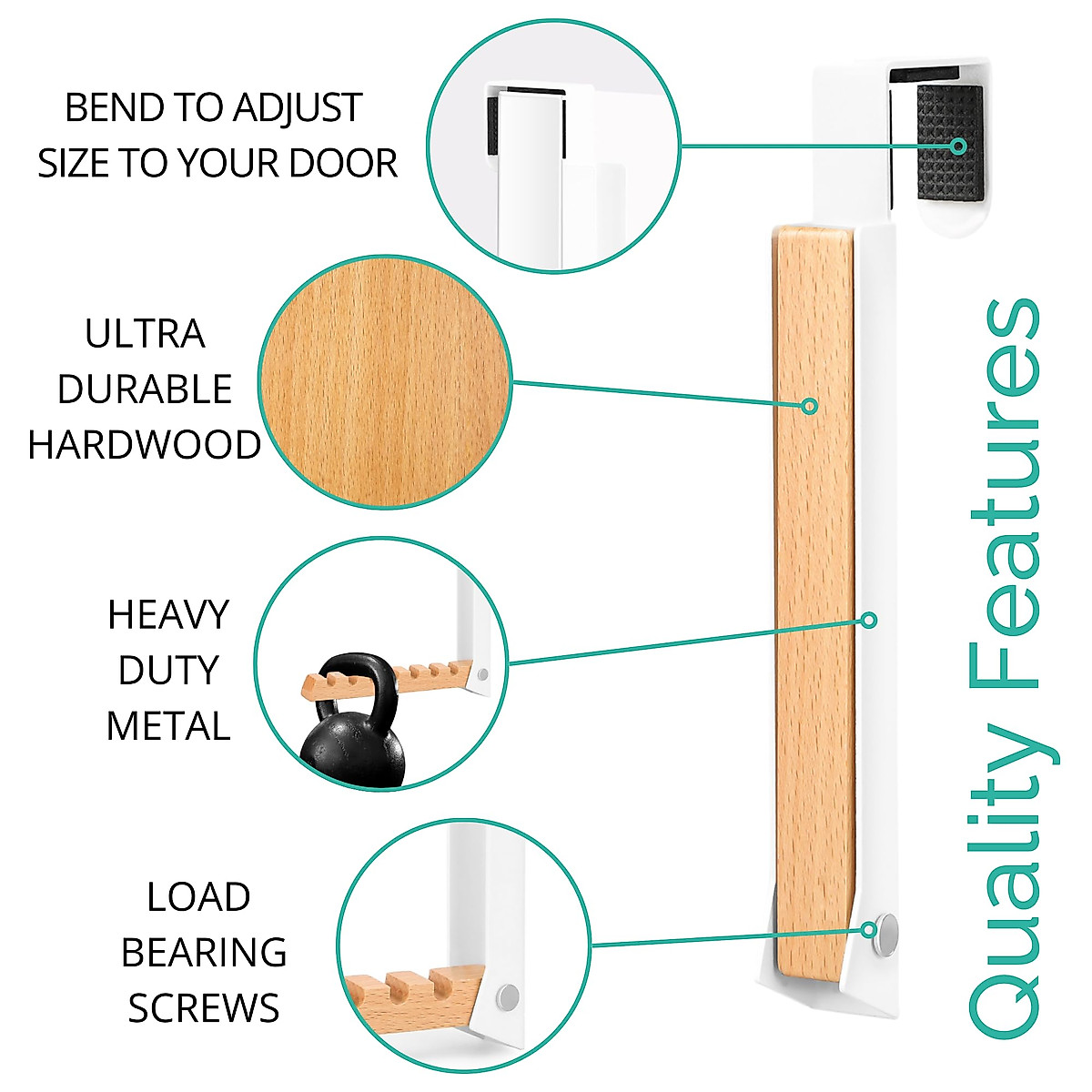 TERRA HOME Over The Door Clothes Hanger – Portable Retractable Travel-Friendly Laundry Room Hanging Rack – Convenient Over The Door Drying Rack for Laundry Ease - 2PCS (White)