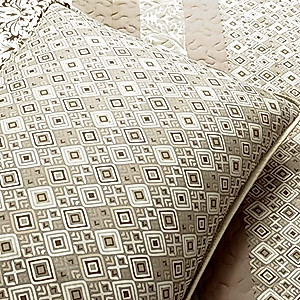 Lush Decor Boho Stripe Reversible Cotton Quilt 3-Piece Set, Full/ Queen, Neutral - Bold Colorful Bohemian Bedding Set