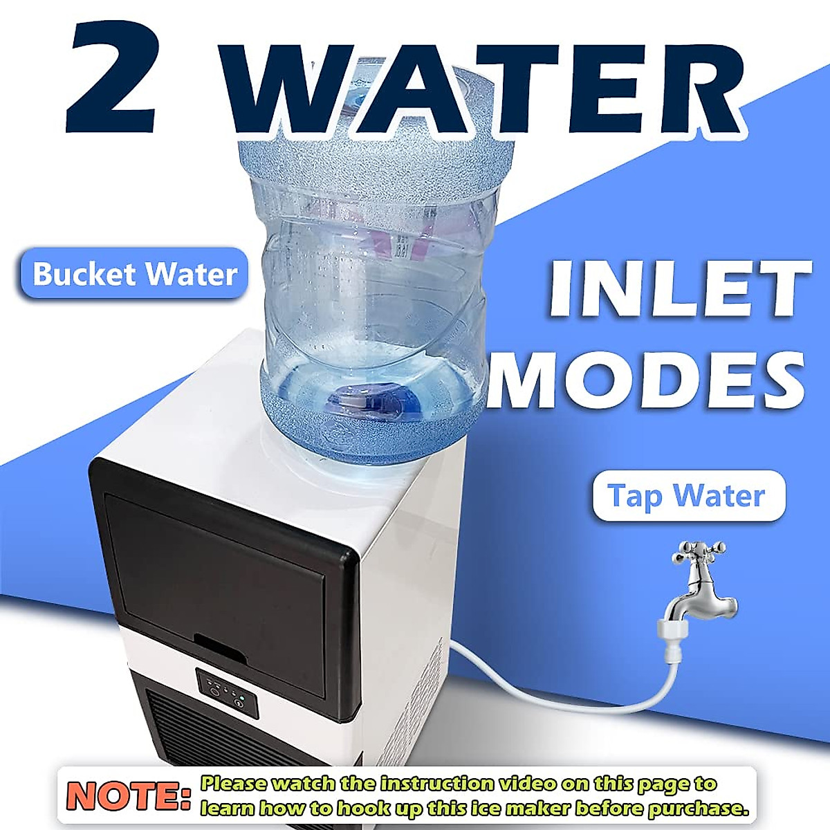 Commercial Ice Maker Machine, 70 LBS/24H Under Counter Large Ice Machine w/ 10 LBS Capacity Ice Storage Bin, 2 Water Inlet Modes, Freestanding & Built in Ice Maker for Bar/Home/Office/Shop, White