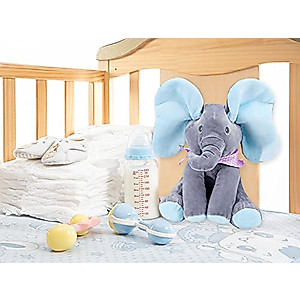KW-Joey Animated Elephant Toys, Plush Singing Elephant with Ears Moving Electric Plush Toy, Adorable Elephant Stuffed Animal Toy for Baby's Gift, Blue, 12 inches