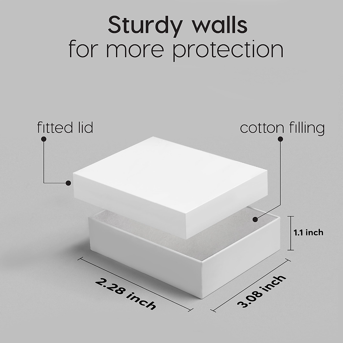 BULK PARADISE 6-Pack Cotton Fill Cardboard Paper Jewelry Box Gift Case Size 3.08x2.3x1.1 Inches (White)