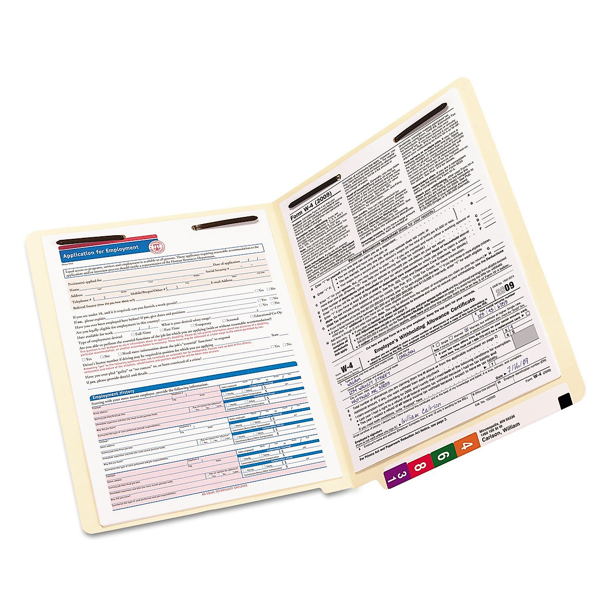 Smead TUFF® Laminated End Tab Fastener File Folder, Shelf-Master® Reinforced Straight-Cut Tab, 2 Fasteners, Letter Size, Manila, 50 per Box (34105)