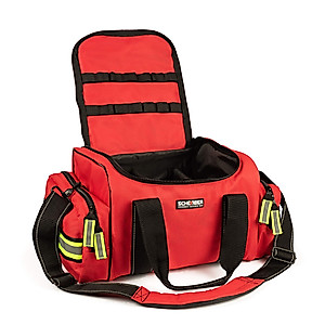 Scherber Fully-Stocked First Responder Bag | Professional EMT/EMS Trauma & Bleeding Medical Kit | HSA/FSA Approved | CAT Tourniquet, HyFin Chest Seal, Israeli Bandage & 250+ First Aid Supplies (Red)