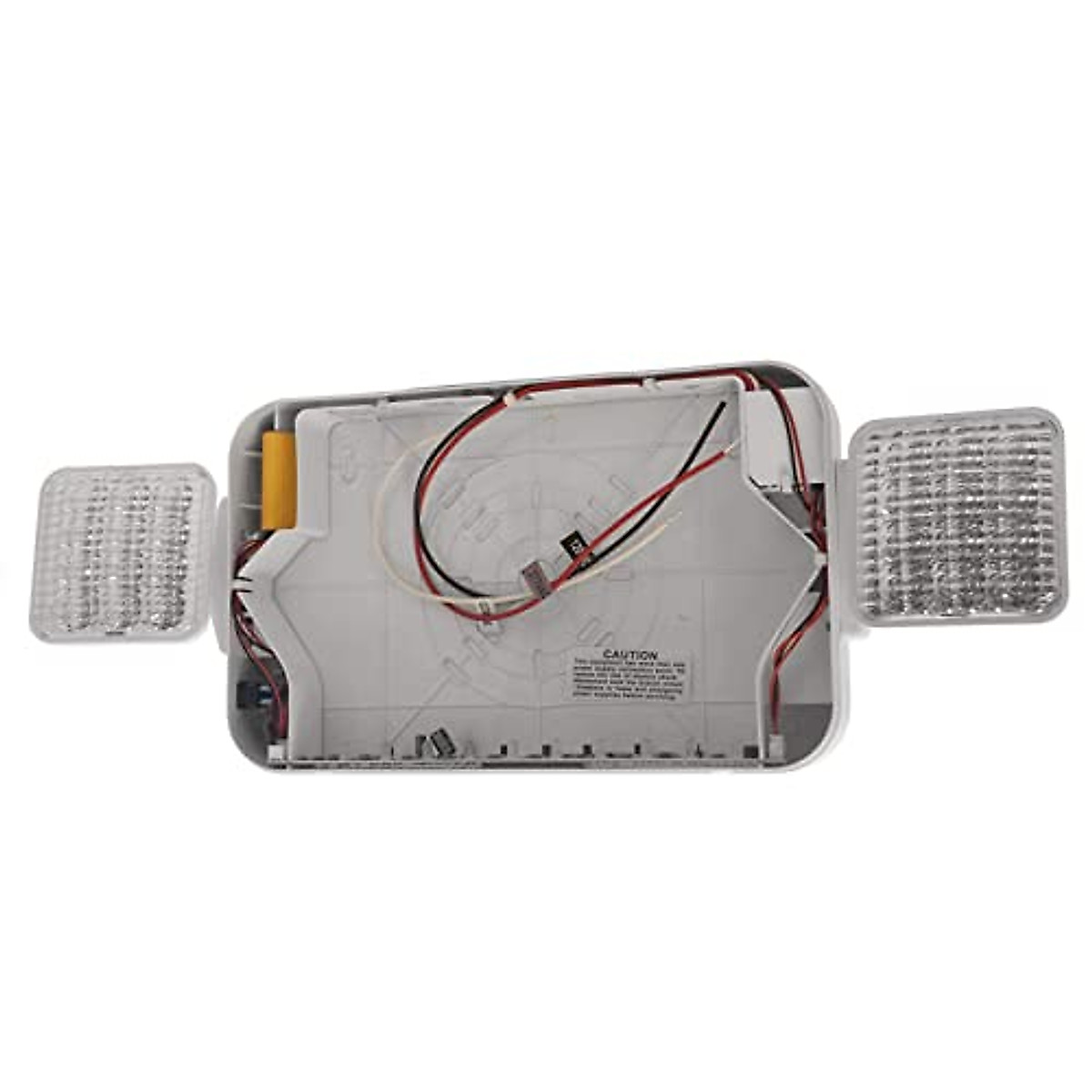 LFI Lights | Combo Red Exit Sign with Emergency Lights | White Housing | All LED | Two Adjustable Square Heads | Hardwired with Battery Backup | UL Listed | (2 Pack) | COMBO2-R