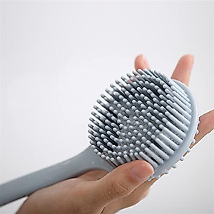 INGVY Dry Brushing Body Brush Long Handle Multifunctional Silicone Brush Body Double-Sided Bath Shower Brush Back Massage Exfoliation Wisp Body Scrub Brush (Color : B)
