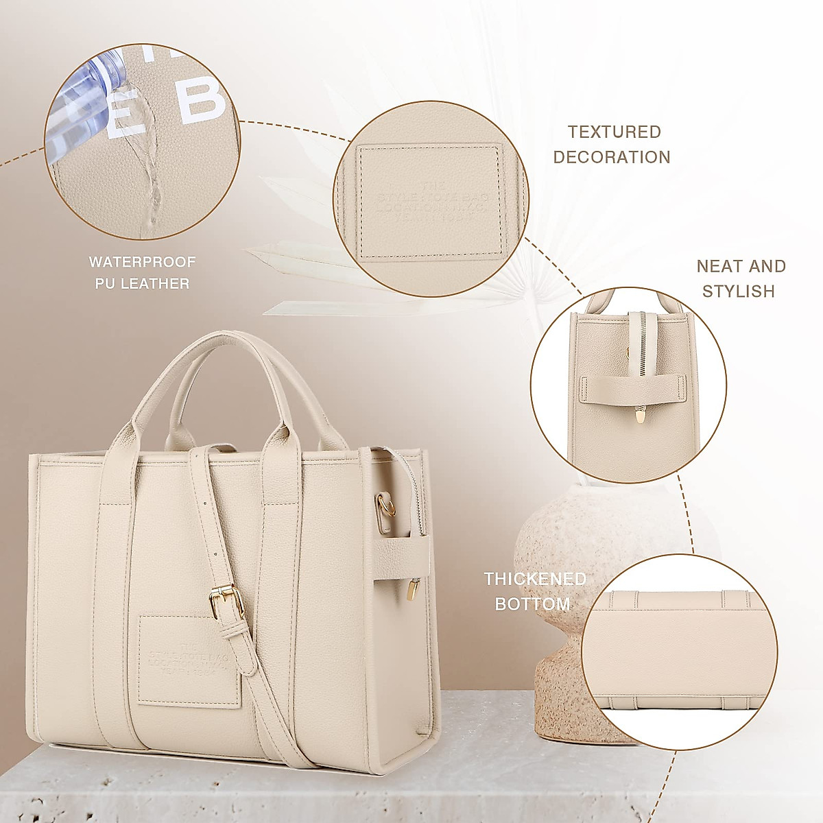 JBB Tote Bags for Women Oversized PU Leather Crossbody Bags Top-Handle Shoulder Tote Bags