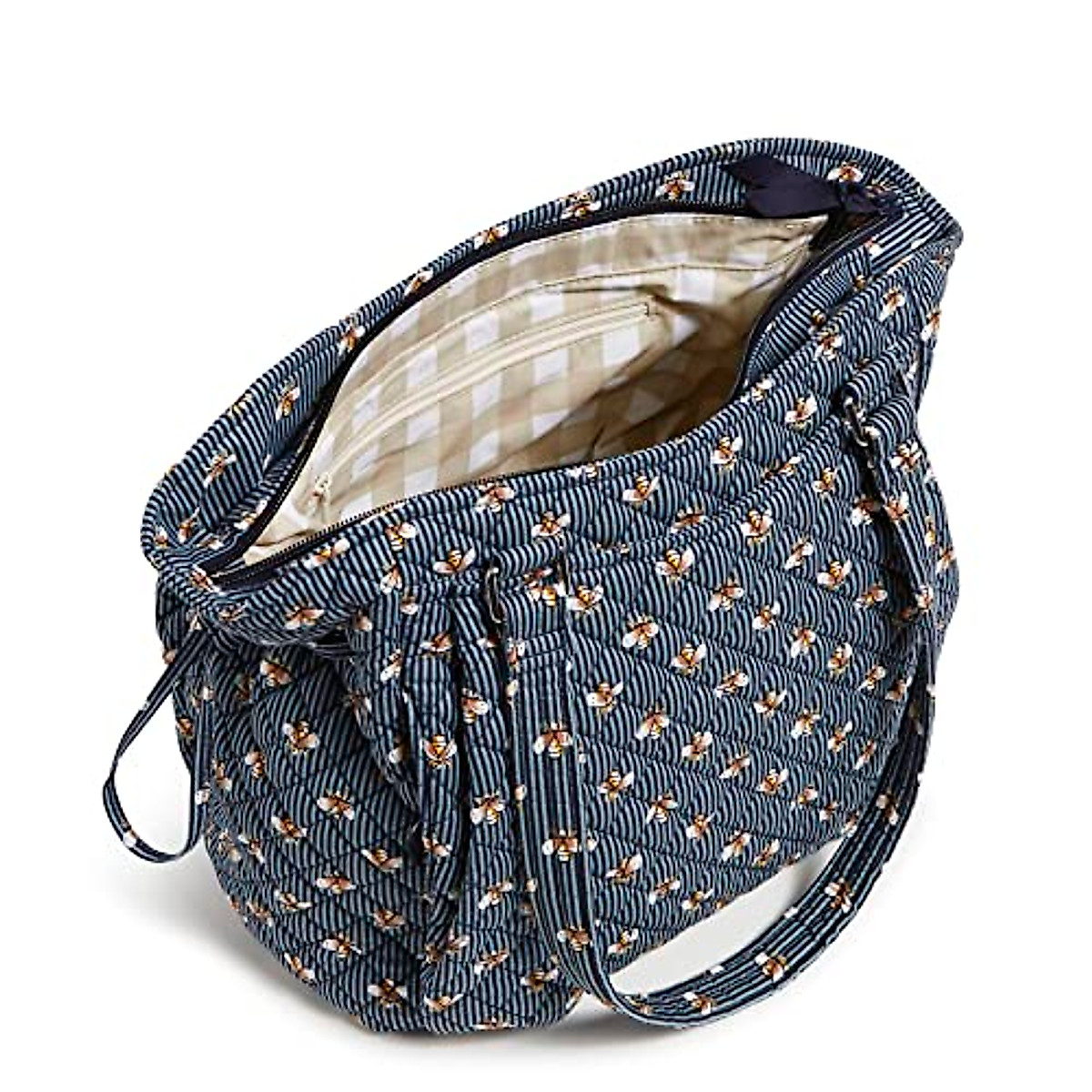Vera Bradley Women's Cotton Glenna Satchel Purse, Bees Navy - Recycled Cotton, One Size