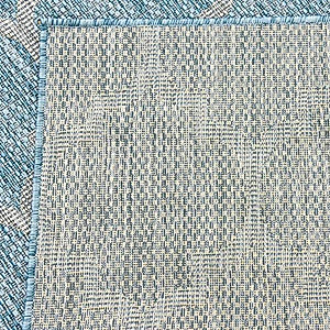 Unique Loom Outdoor Trellis Collection Area Rug (7' 1" x 10' Rectangle, Aquamarine/ Gray)