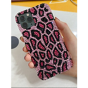 Leopard Animal Print Phone Case Cute Glitter crystal Phone Cases Customize Gifts Phone Case Leopard Print Pink/Brown for iPhone 11/12/13/14/XR/XS Max/7/8 Plus