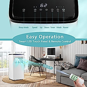 PETSITE 10000 BTU Portable Air Conditioner, 3 in 1 AC Cooling Unit with Remote Control, Dehumidifier, Window Kit Included, Stand up AC for Home, Apartment, Cools Rooms up to 350 Sq.Ft